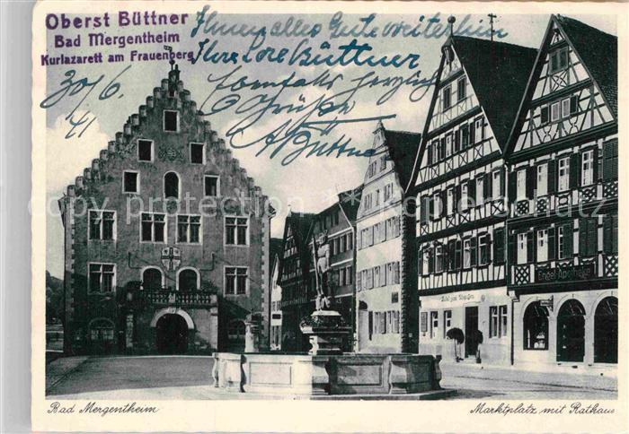Ak Ansichtskarte Mergentheim Bad Marktplatz Rathaus Kat Bad