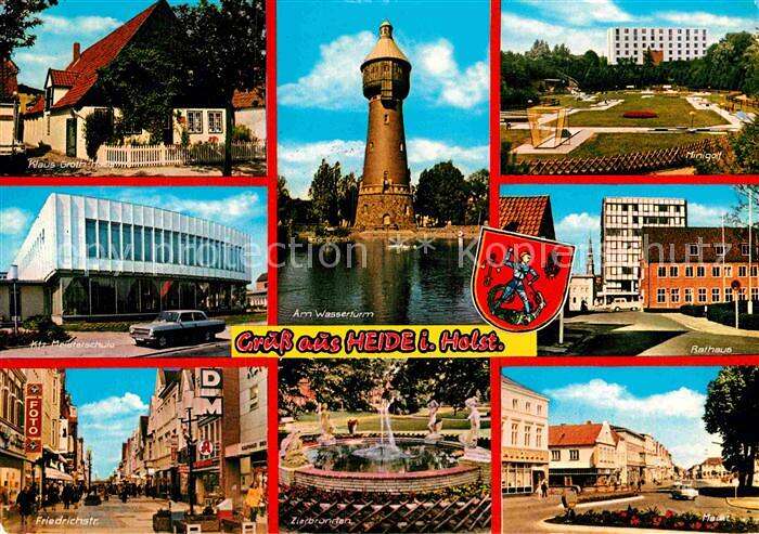 Heide Holstein Heide Wasserturm Bahnhof Meisterschule x / Heide ...