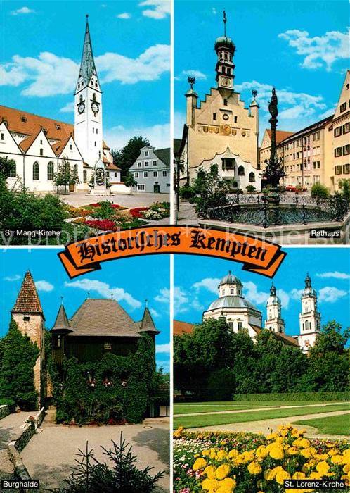 AK / Ansichtskarte Kempten Allgaeu St Mang Kirche Rathaus Brunnen St ...