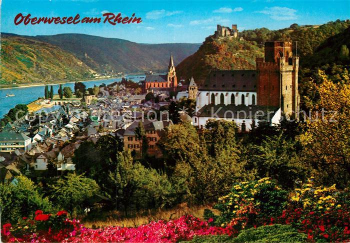 AK / Ansichtskarte Oberwesel Rhein Panorama mit Kirche und Burg Kat ...