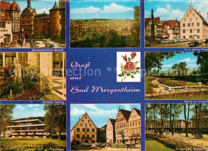 Ak Ansichtskarte Bad Mergentheim Panorama Kurhaus Marktplatz Schloss
