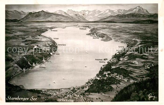 AK / Ansichtskarte Starnberg Starnberger See und Umgebung Alpenpanorama aus der Vogelperspektive ...