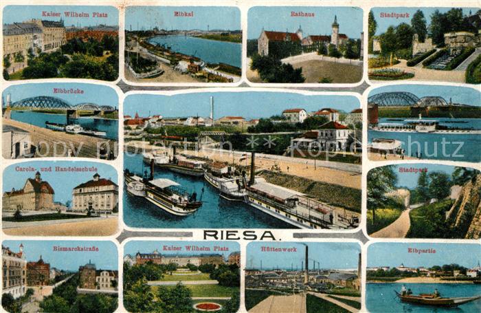 AK / Ansichtskarte Riesa Sachsen Sehenswuerdigkeiten der Stadt Elbe ...