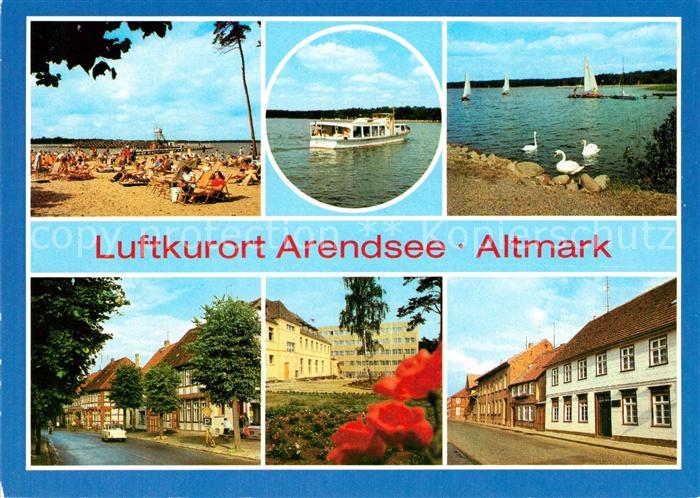 AK / Ansichtskarte Arendsee Altmark Badestrand Arendsee Friedensstrasse ...