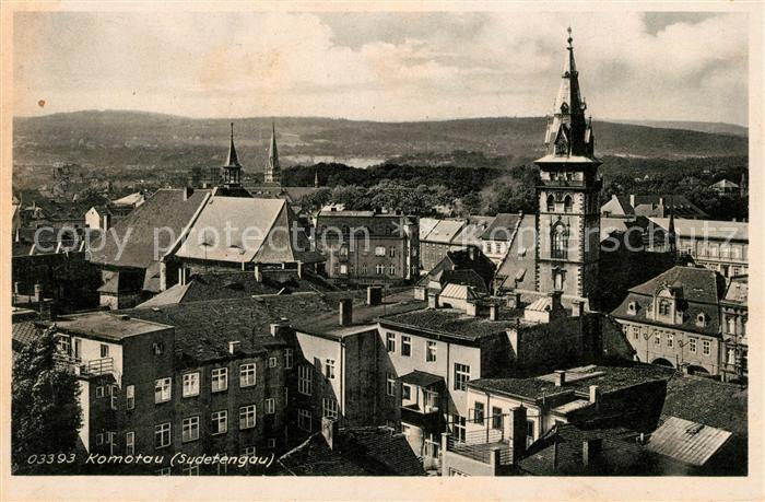 AK / Ansichtskarte Komotau Ortsansicht mit Kirche Kat. Chomutov Nr ...
