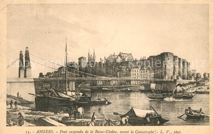 AK / Ansichtskarte Angers Ancien Pont suspendu de la Basse Chaine avant ...