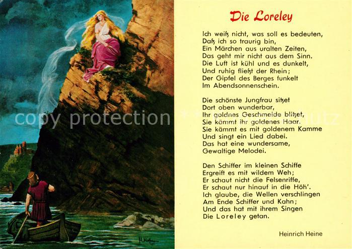 Heine Heinrich Die Loreley Rheinlieder Nr. 8 Loreleyfelsen St ...
