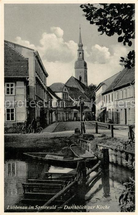 AK / Ansichtskarte Luebbenau Spreewald Partie am Wasser Blick zur ...