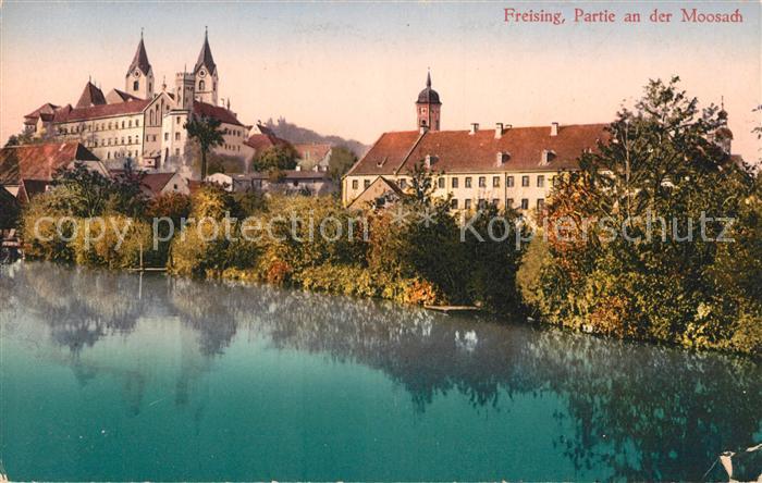AK / Ansichtskarte Freising Oberbayern Partie an der Mosach Blick zum ...
