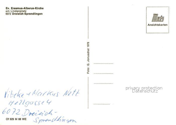AK / Ansichtskarte Sprendlingen Dreieich Erasmus Alberus Kirche ...