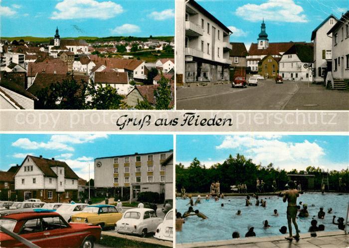 AK / Ansichtskarte Flieden Katholische Kirche Weiher Ortskern ...