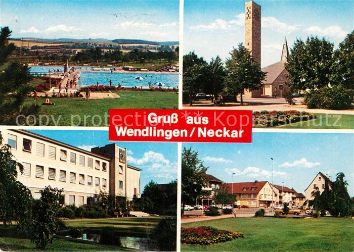 AK / Ansichtskarte Wendlingen Neckar Schwimmbad KircheRathaus ...