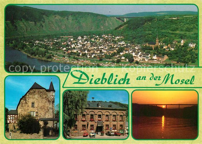 AK / Ansichtskarte Dieblich Panorama Moseltal Campingplatz Burghaus ...