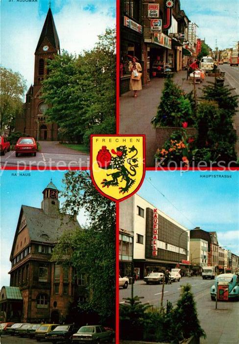 AK / Ansichtskarte Frechen St Audomar Kiche Rathaus Hauptstrasse Wappen ...