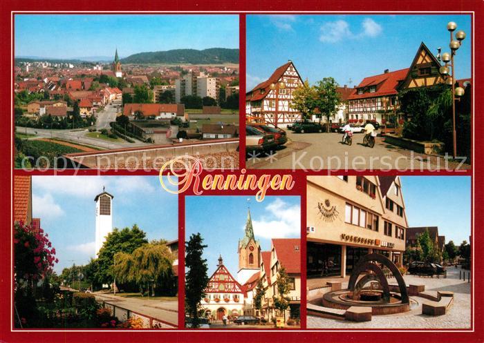 AK / Ansichtskarte Renningen Stadtpanorama Innenstadt Fachwerkhaeuser ...