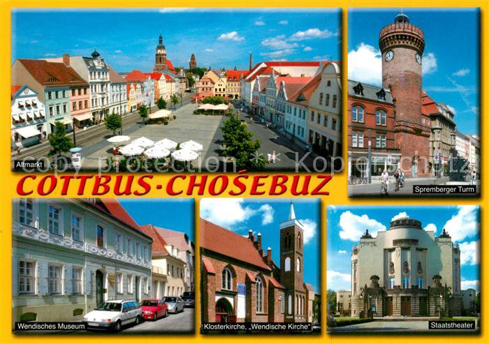 AK / Ansichtskarte Cottbus Altmarkt Wendisches Museum Spremberger Turm ...