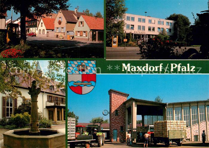 AK / Ansichtskarte Maxdorf_Pfalz Rathaus Brunnenidylle Carl Bosch Haus ...
