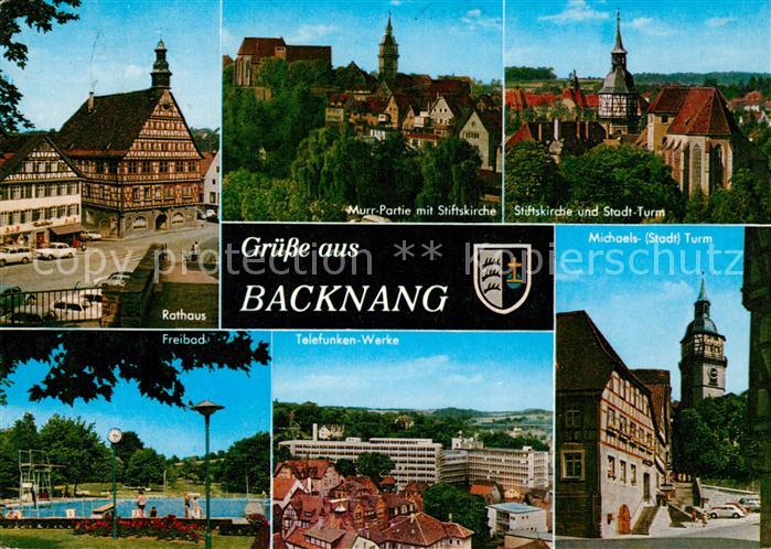 AK / Ansichtskarte Backnang Stiftskirche Rathaus Michaelsturm Backnang ...