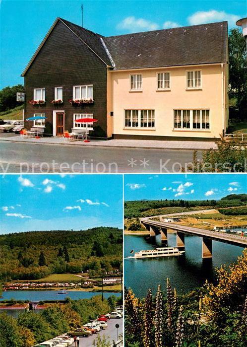 AK / Ansichtskarte Rhode_Olpe_Biggesee Gasthaus Pension Reuber Bruecke ...