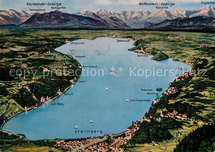 AK / Ansichtskarte Starnberg Panoramakarte Leoni Ambach Ammerland Starnberg Nr. kn92186 ...