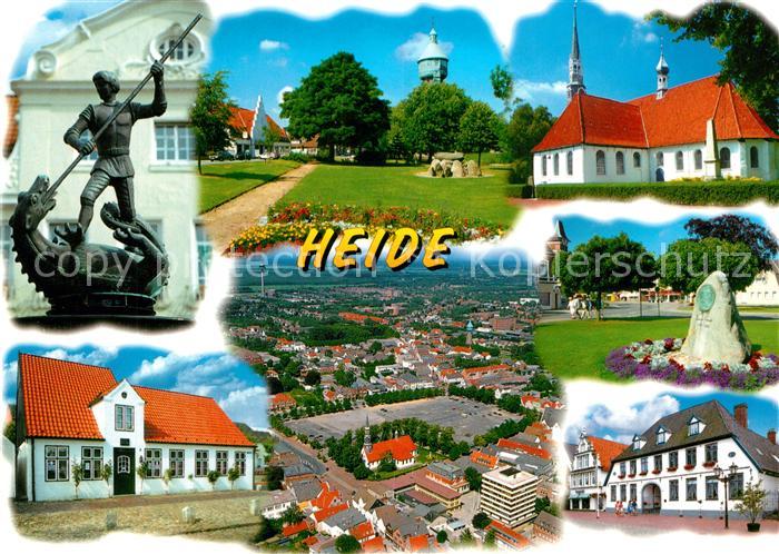 AK / Ansichtskarte Heide_Holstein Drachentoeter Skulptur Wasserturm ...