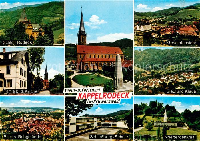 AK / Ansichtskarte Kappelrodeck Kirche Schloss Rodeck Kriegerdenkmal ...