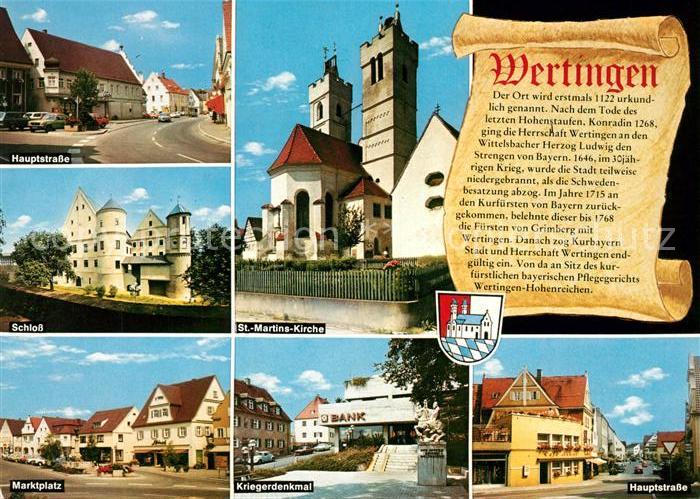 AK / Ansichtskarte Wertingen St. Martins Kirche Schloss Marktplatz ...