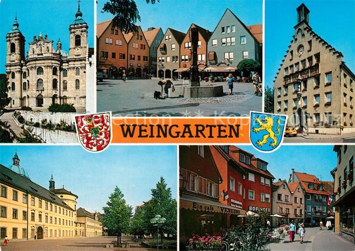 AK / Ansichtskarte Weingarten_Wuerttemberg Abteikirche Marktplatz ...