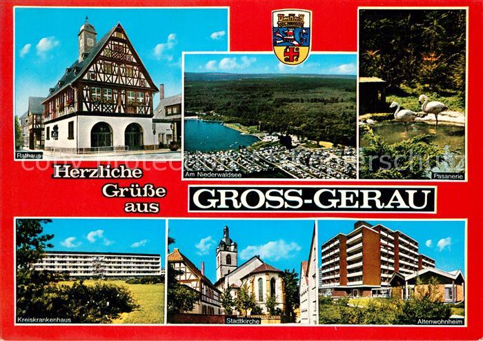 AK / Ansichtskarte Gross Gerau Historisches Rathaus Krankenhaus Kirche ...