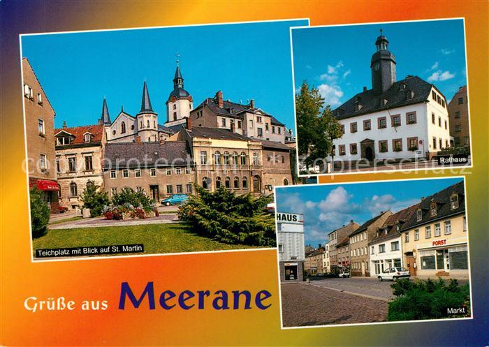AK / Ansichtskarte Meerane Markt Teichplatz Kirche Meerane Nr. kp07032 ...