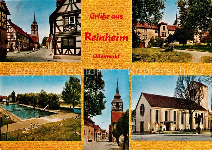 AK / Ansichtskarte Reinheim_Odenwald Kirche Freibad Reinheim Odenwald ...