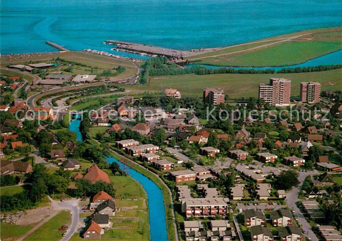AK / Ansichtskarte Schillig Nordseebad Fliegeraufnahmen Hafen ...