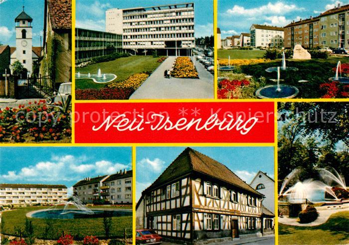 AK / Ansichtskarte Neu Isenburg Altstadt Kirche Fachwerkhaus Park ...