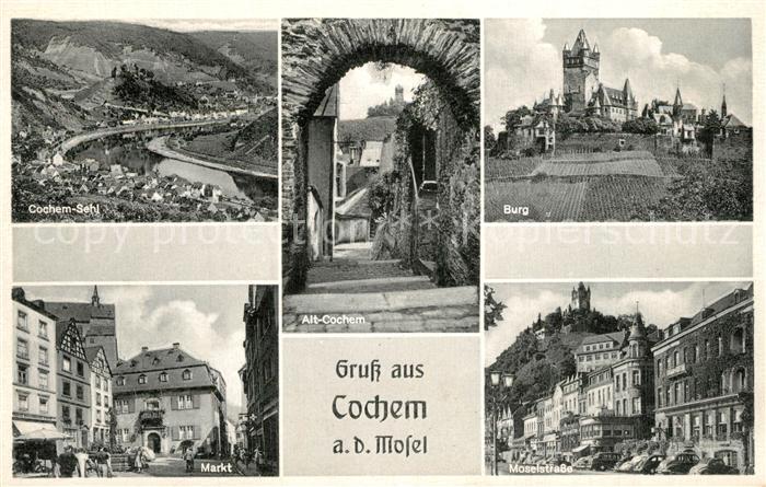 AK / Ansichtskarte Cochem_Mosel Panorama mit Sehl Alt Cochem Burg ...