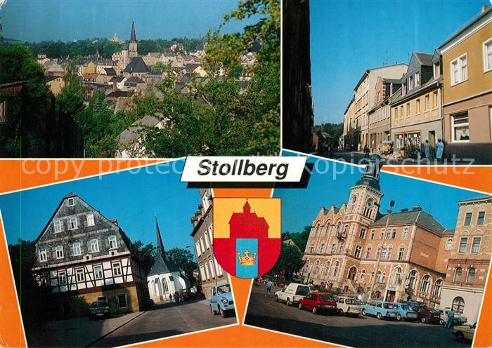 AK / Ansichtskarte Stollberg_Erzgebirge Stadtbild mit Jakobikirche ...
