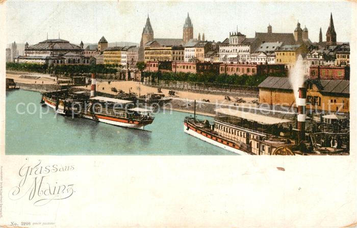 AK / Ansichtskarte Mainz_Rhein Panorama Blick ueber den Rhein zum Dom ...