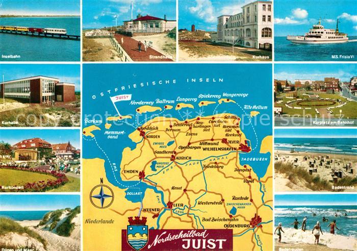 AK / Ansichtskarte Insel_Juist Inselbahn Strandhotel Kurhaus MS Frisia ...