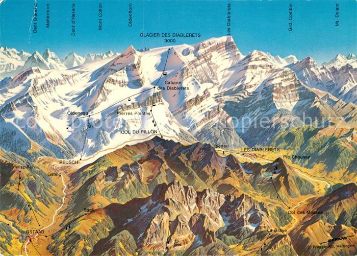 AK / Ansichtskarte Col_du_Pillon Panorama Glacier des Diablerets ...