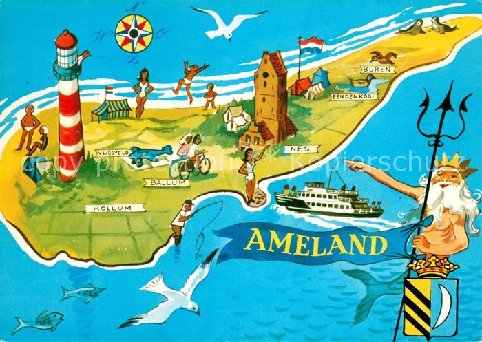 AK / Ansichtskarte Ameland Touristische Panoramakarte Ameland Nr ...