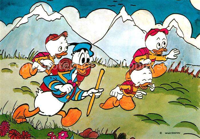 AK / Ansichtskarte Disney_Walt Donald Duck Tick Trick und Track Auto ...
