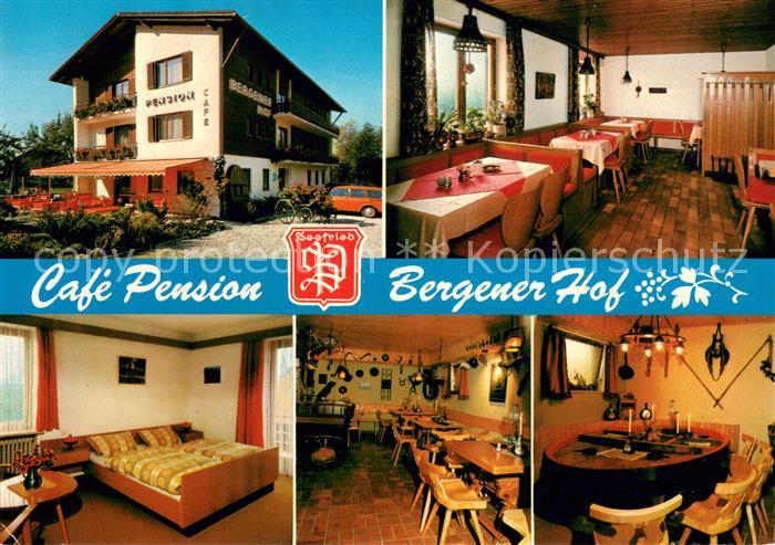 Ak Ansichtskarte Bergen Chiemgau Cafe Pension Bergener Hof Gastraeume