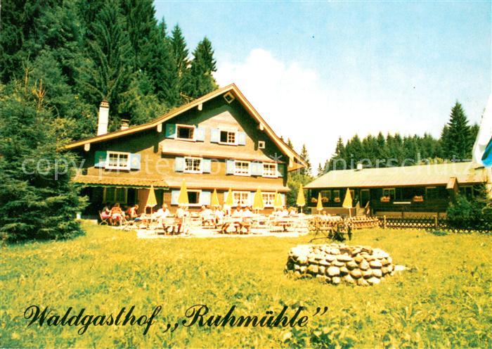 AK / Ansichtskarte Scheidegg_Allgaeu Waldgasthof Ruhmuehle Freiterrasse ...