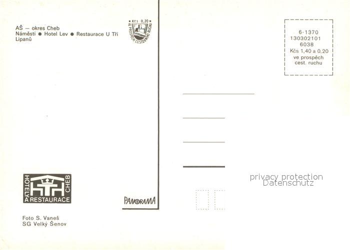 AK / Ansichtskarte As_Asch_Tschechien Hotel Lev Restaurant U Tri Lipanu ...
