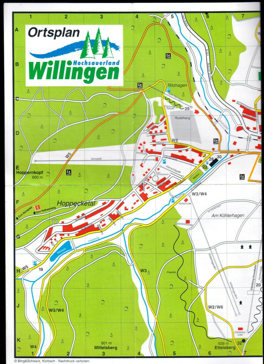 Stadtplan, Ortsplan Willingen, Hochsauerland, um 2000 Nr. 384763979836 ...