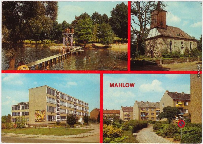 AK / Ansichtskarte Mahlow Seebad Dorfkirche Herbert Tschaepe Oberschule ...