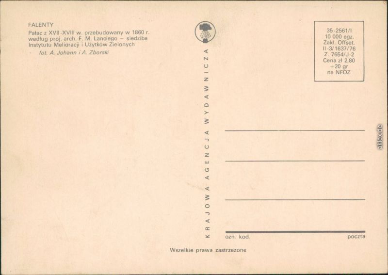 Falenty Pałac z XVII-XVIII w. przebudowany... | oldhting.de
