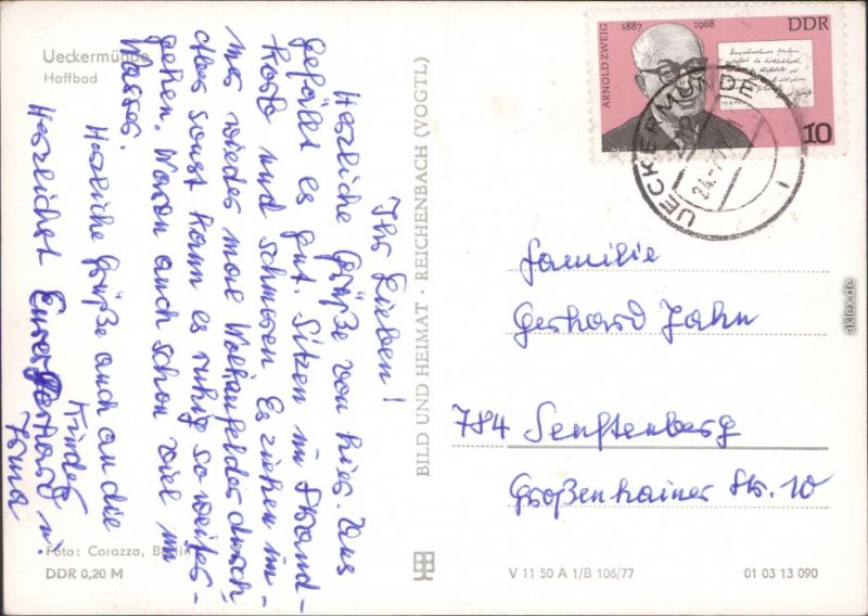 Ansichtskarte Ueckermünde Haffbad mit Gästen und vielen Strandkörben ...