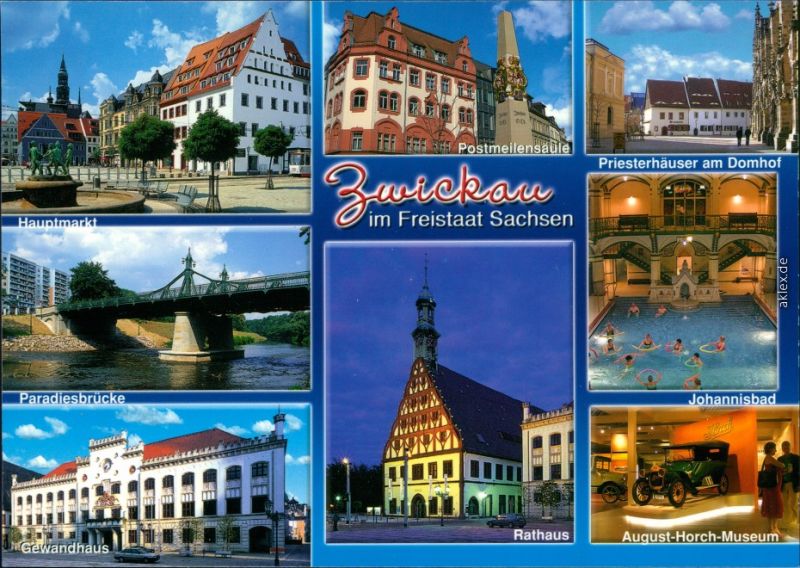 AK / Ansichtskarte Zwickau_Sachsen Gewandhaus Postmeilensaeule ...