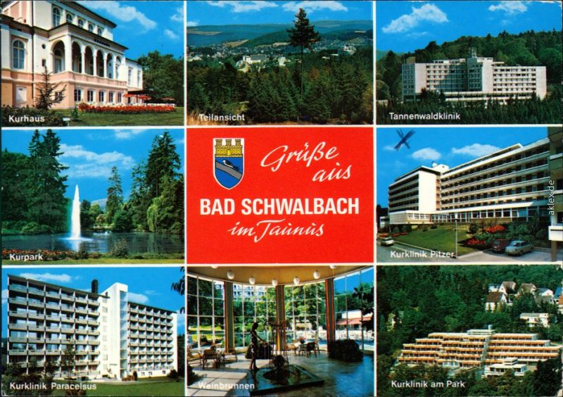 Bad Schwalbach Langenschwalbach Kurhaus, Park, Panorama Paracelsus 1991 ...