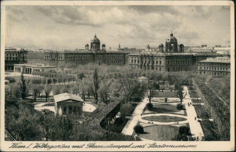 Ansichtskarte Wien Volksgarten mit Theseustempel und Staatsmuseum 1939 ...